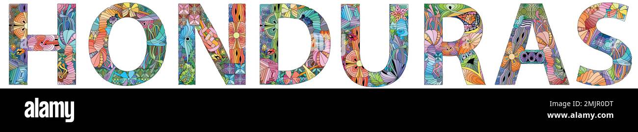 Word Honduras. Hand-painted art design. Illustration for t -shirt ...