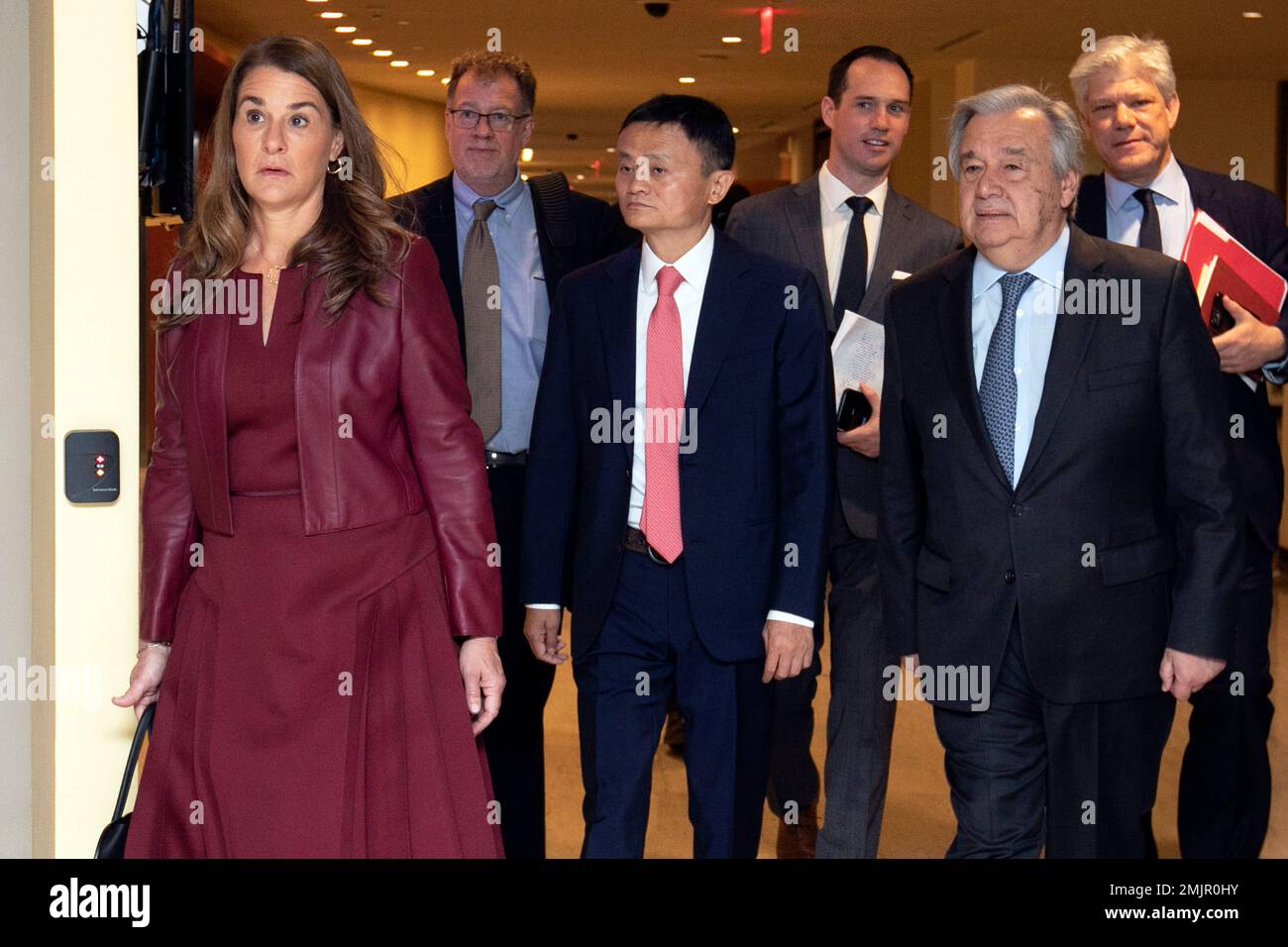 Melinda Gates, Jack Ma, center, and United Nations Secretary-General ...