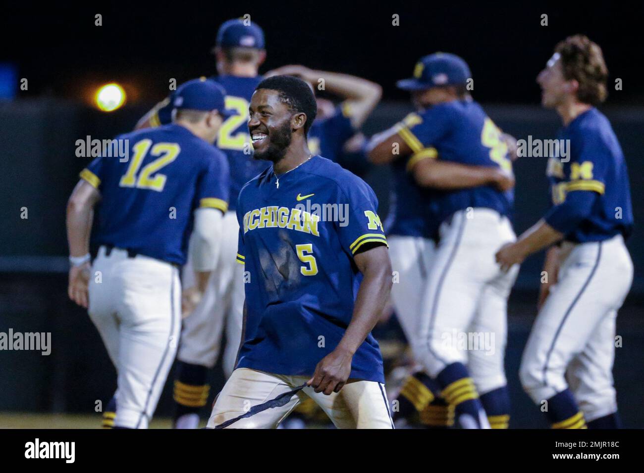 Michigan's Christan Bullock (5) celebrates after Michigan defeated UCLA ...