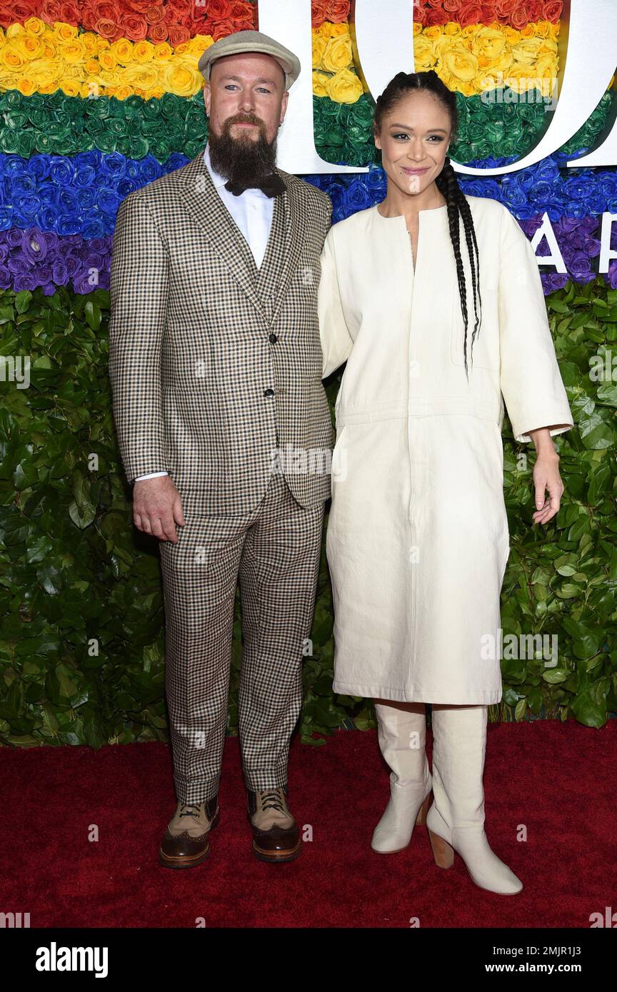 Gaylen Hamilton, left, and Amber Gray arrive at the 73rd annual Tony ...