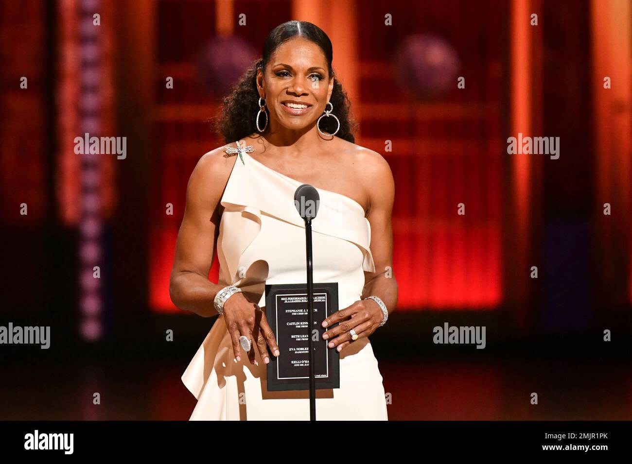 Audra McDonald presents the award for best performance by an actress in ...