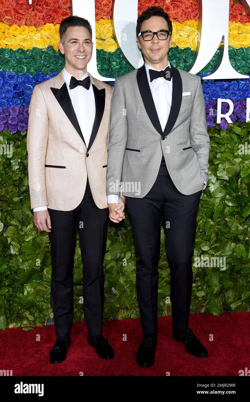 Todd Spiewak, left, and Jim Parsons arrive at the 73rd annual Tony ...