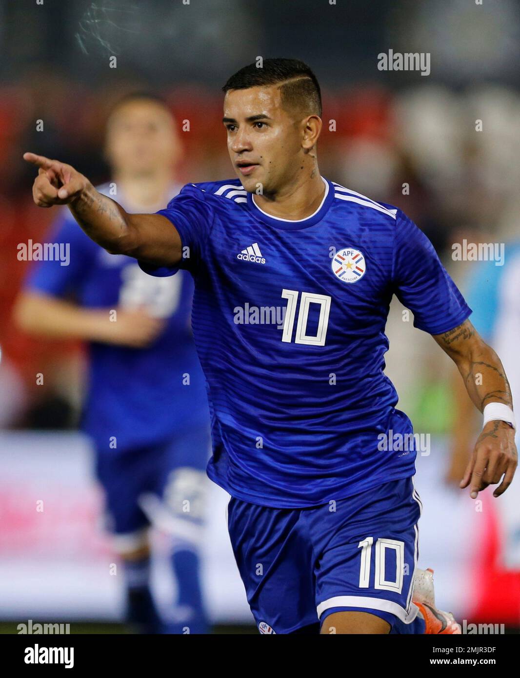 Paraguay's striker Derlis Gonzalez celebrates his penalty kick against ...