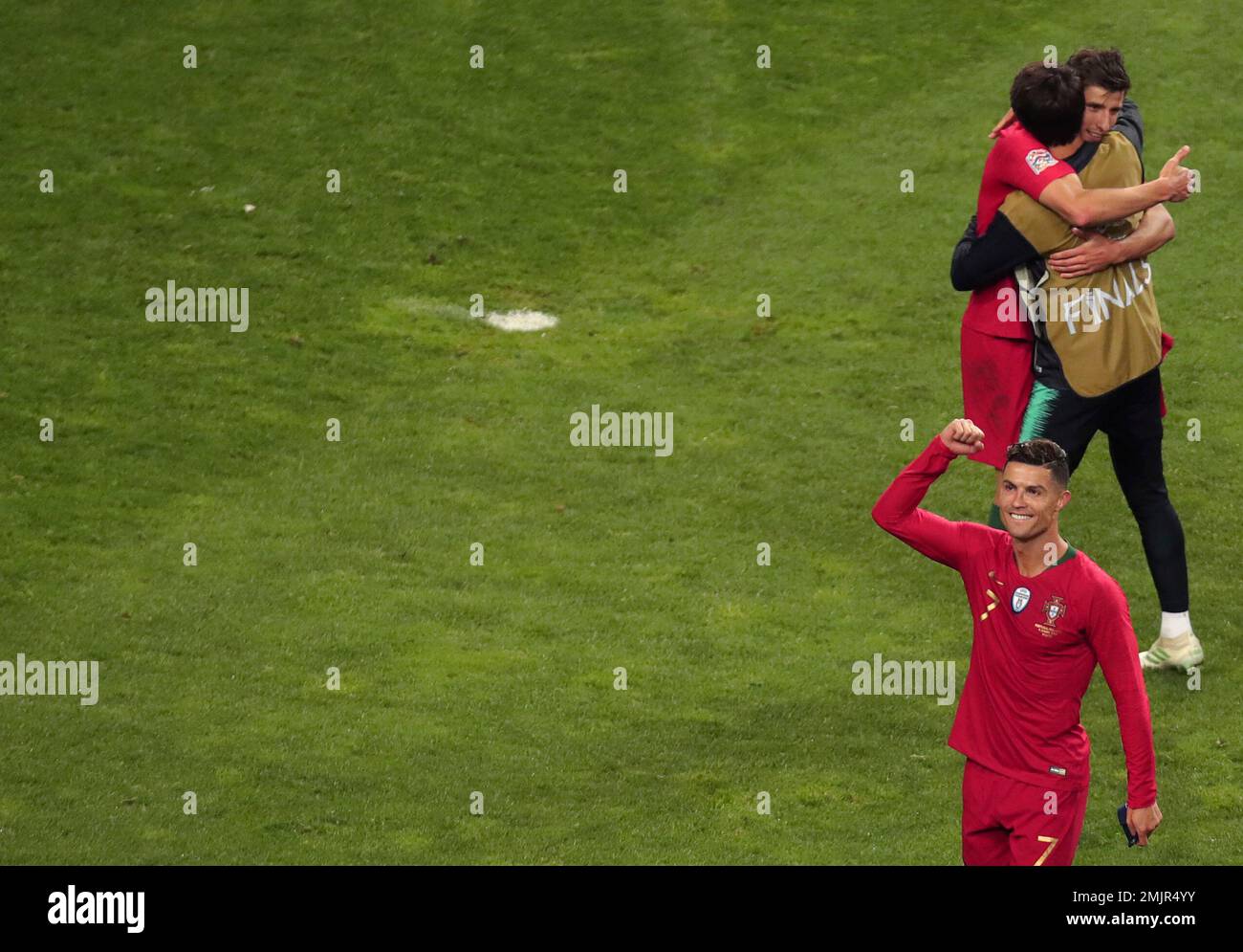 Portugal's Cristiano Ronaldo, front, celebrates after winning the UEFA ...