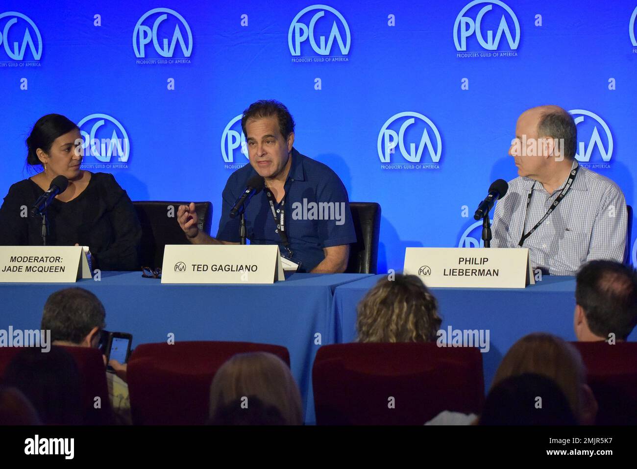 Jade McQueen, from left,Ted Gagliano and Philip Lieberman participate ...