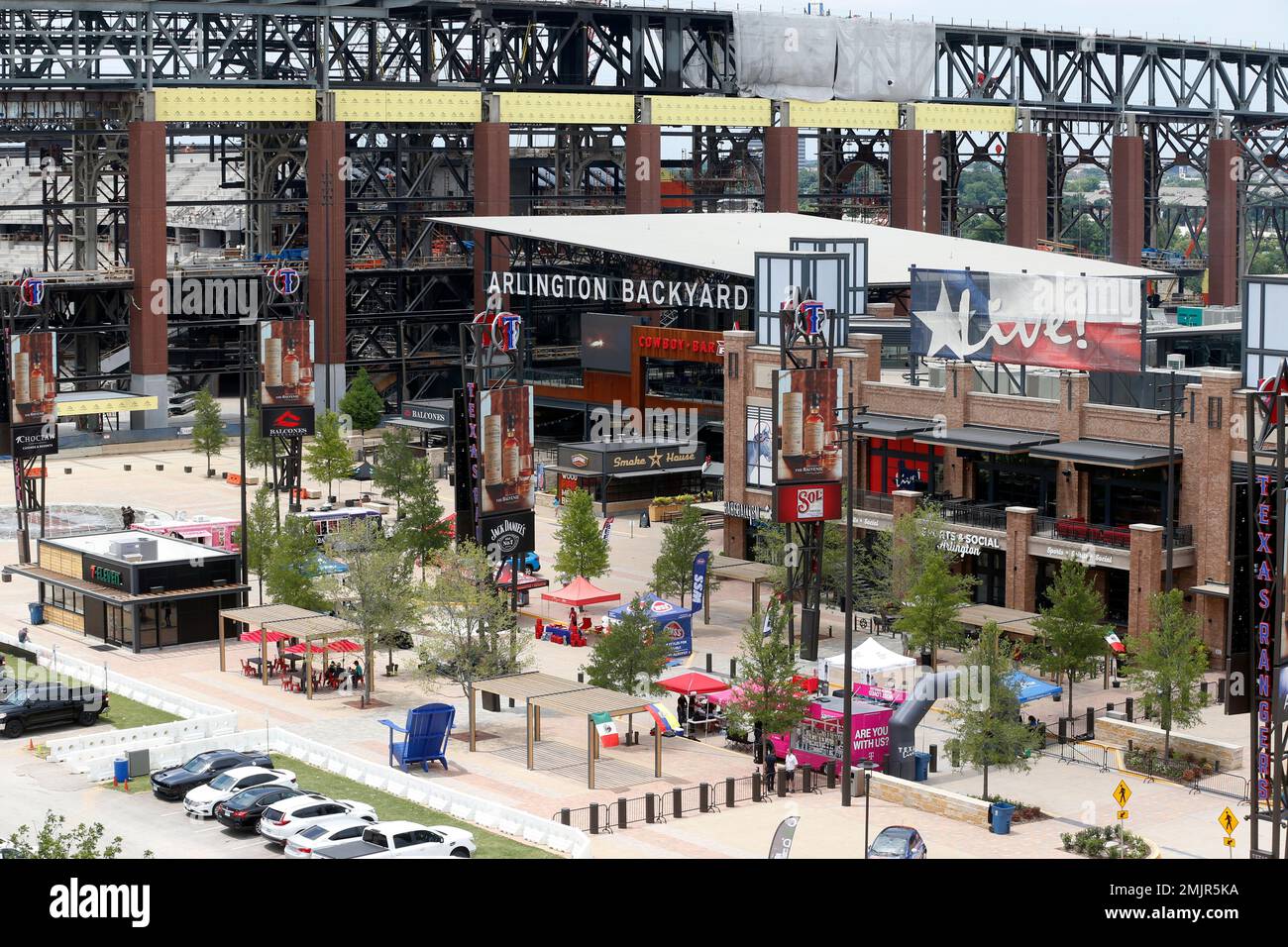Overview of construction of Globe Life Field and Texas Live! Sunday ...