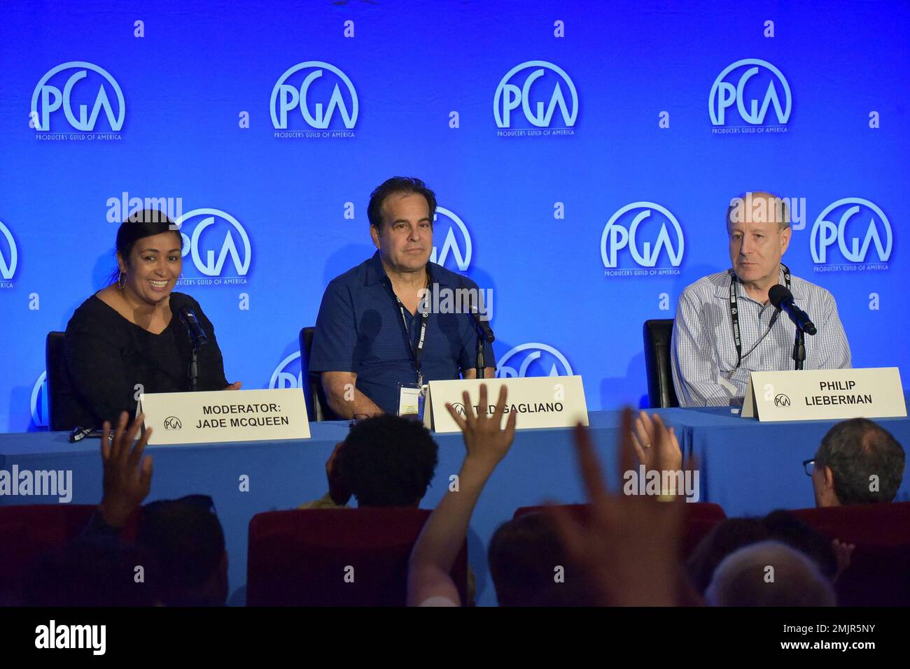 Jade McQueen, from left,Ted Gagliano and Philip Lieberman participate ...