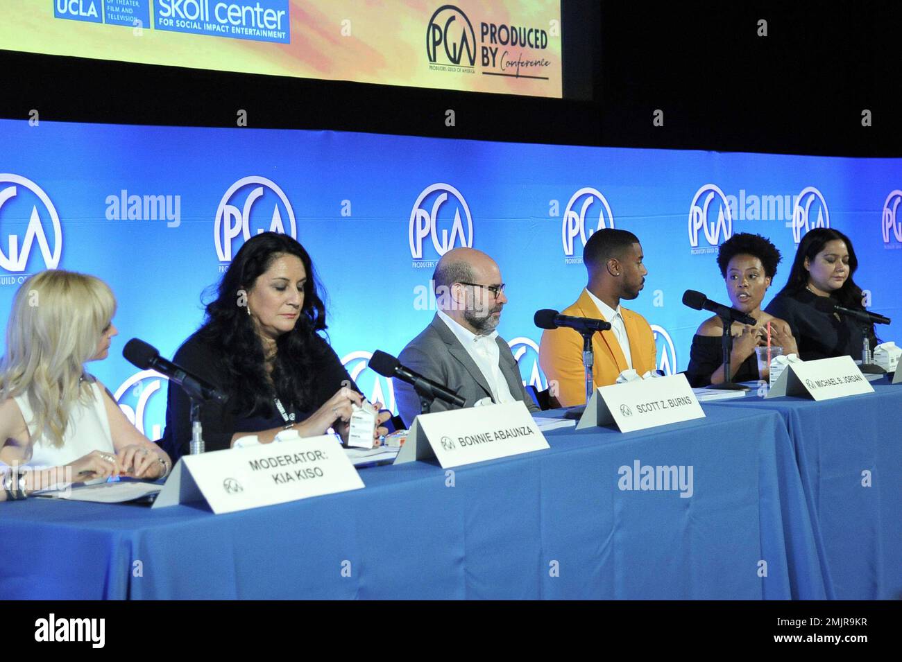 Kia Kiso, from left, Bonnie Abaunza, Scott Z. Burns, Michael B. Jordan ...