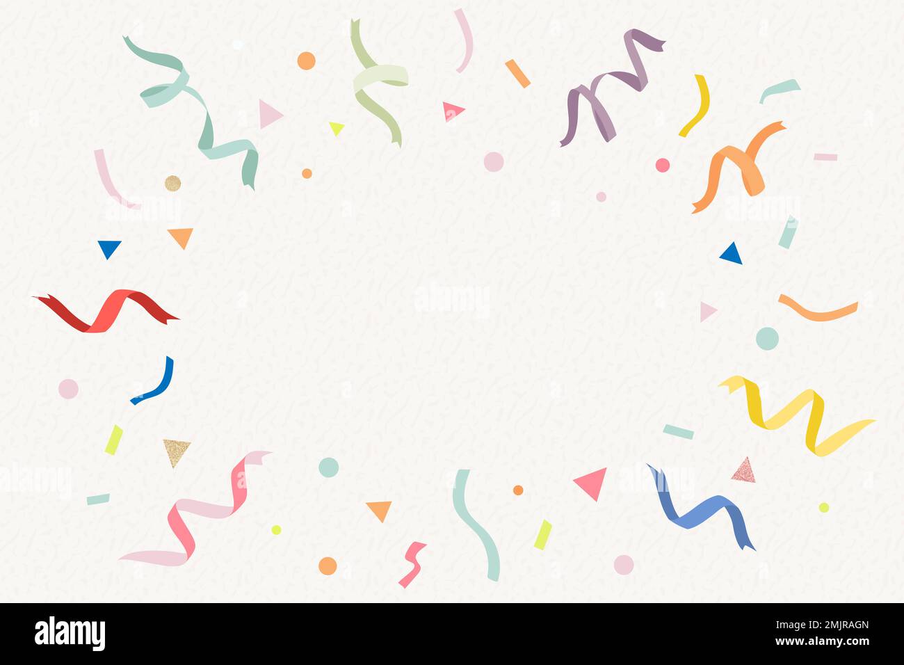 Birthday frame background, colorful ribbons in beige color vector Stock ...