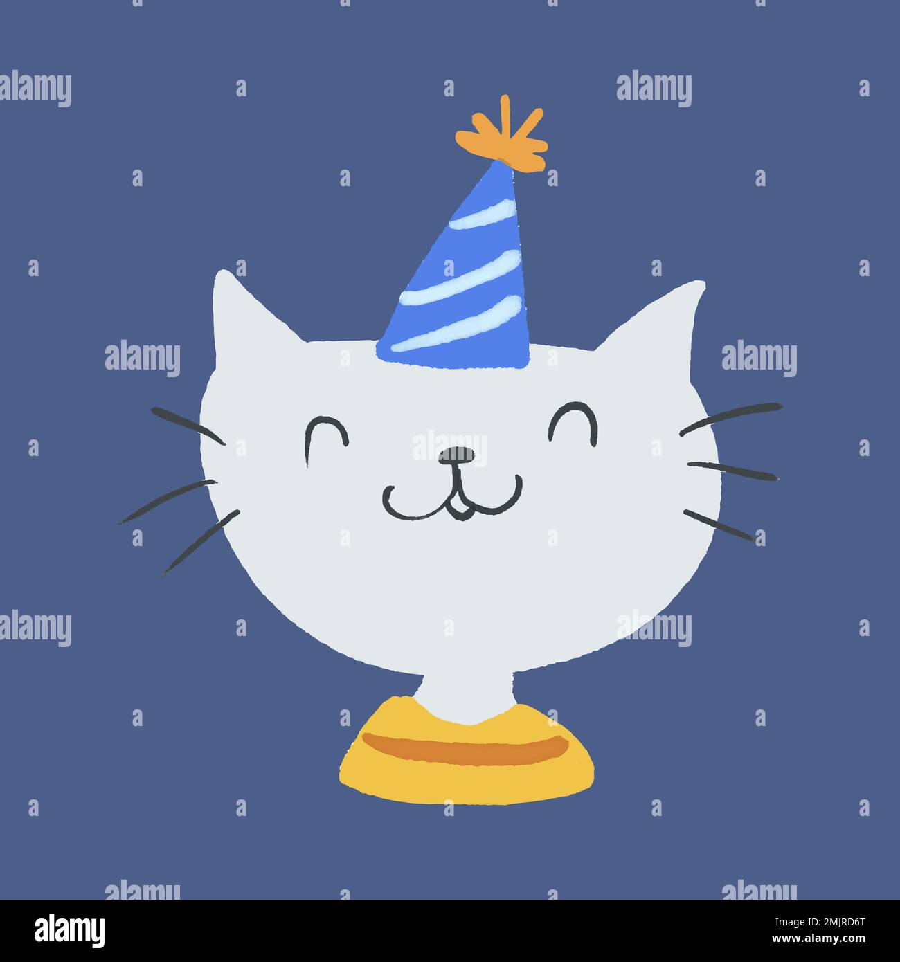 Cute cat in party hat sticker vector, celebration illustration Stock ...