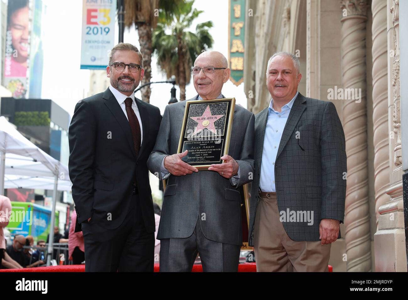 Steve Carell, from left, Alan Arkin, and Matthew Arkin attend a ...