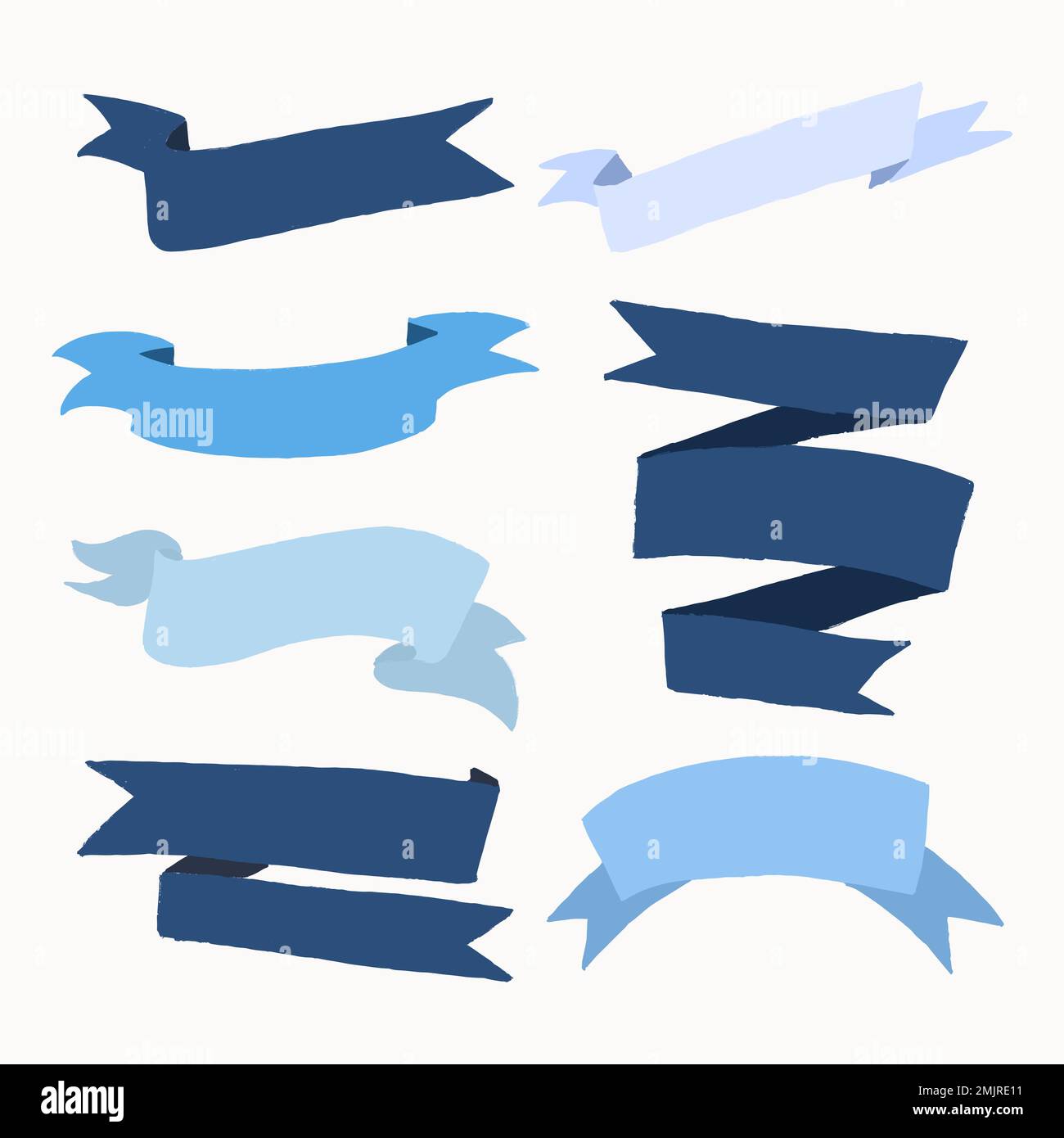 Blue ribbon banner vector, label flat design set Stock Vector Image ...