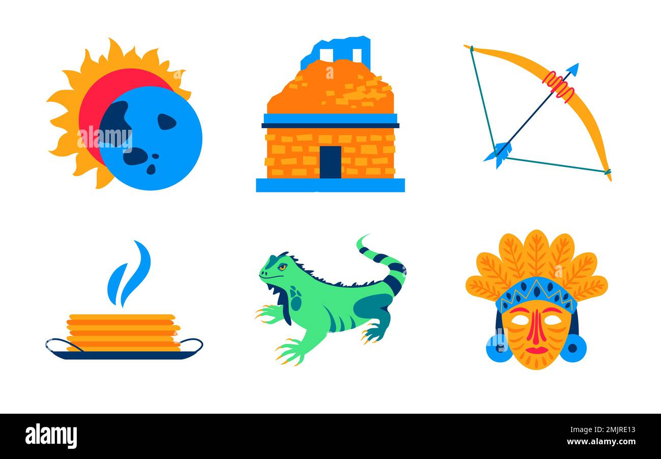 Mayan life items - flat design style illustration set Stock Vector ...