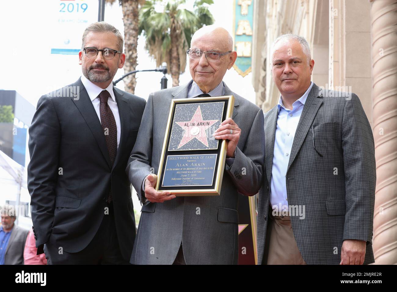 Steve Carell, from left, Alan Arkin, and Matthew Arkin attend a ...