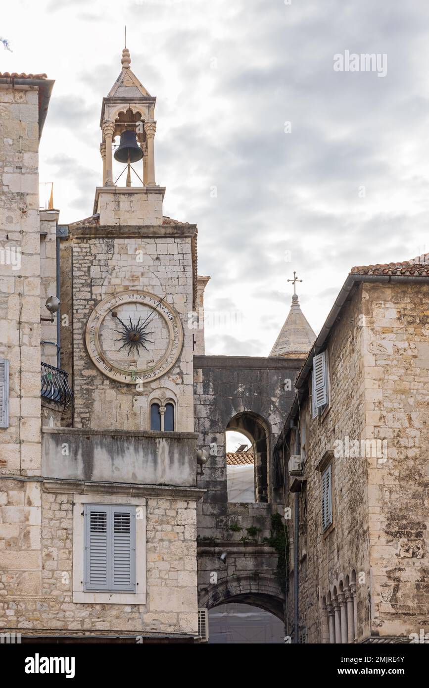 The City Clock on the People's Square in the center of Split Stock ...