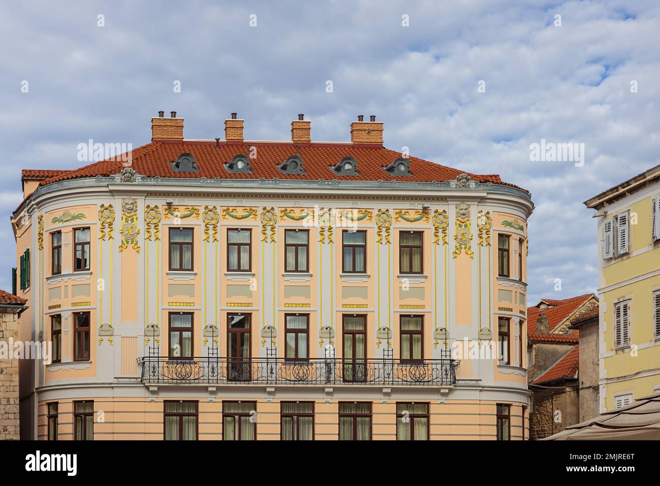 Stately buildings on the People's Square in the center of Split Stock ...