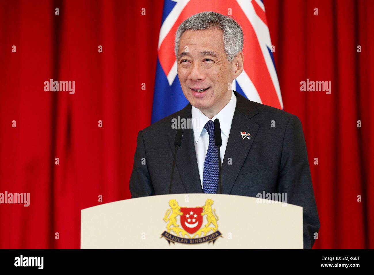 Singaporean Prime Minister Lee Hsien Loong speaks during a joint press ...