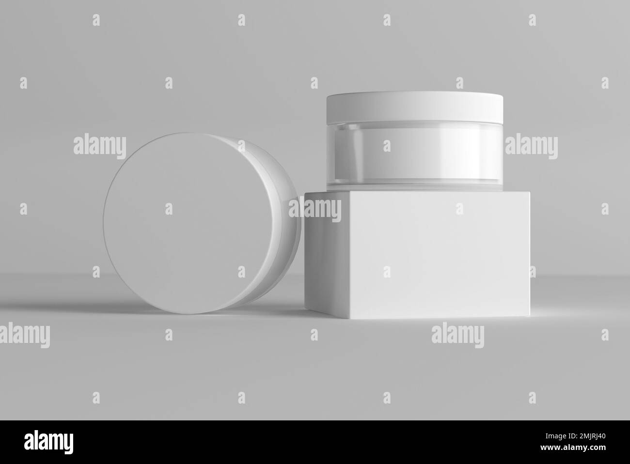 3d rendering, jar template for cream or medication with box, mocap for ...