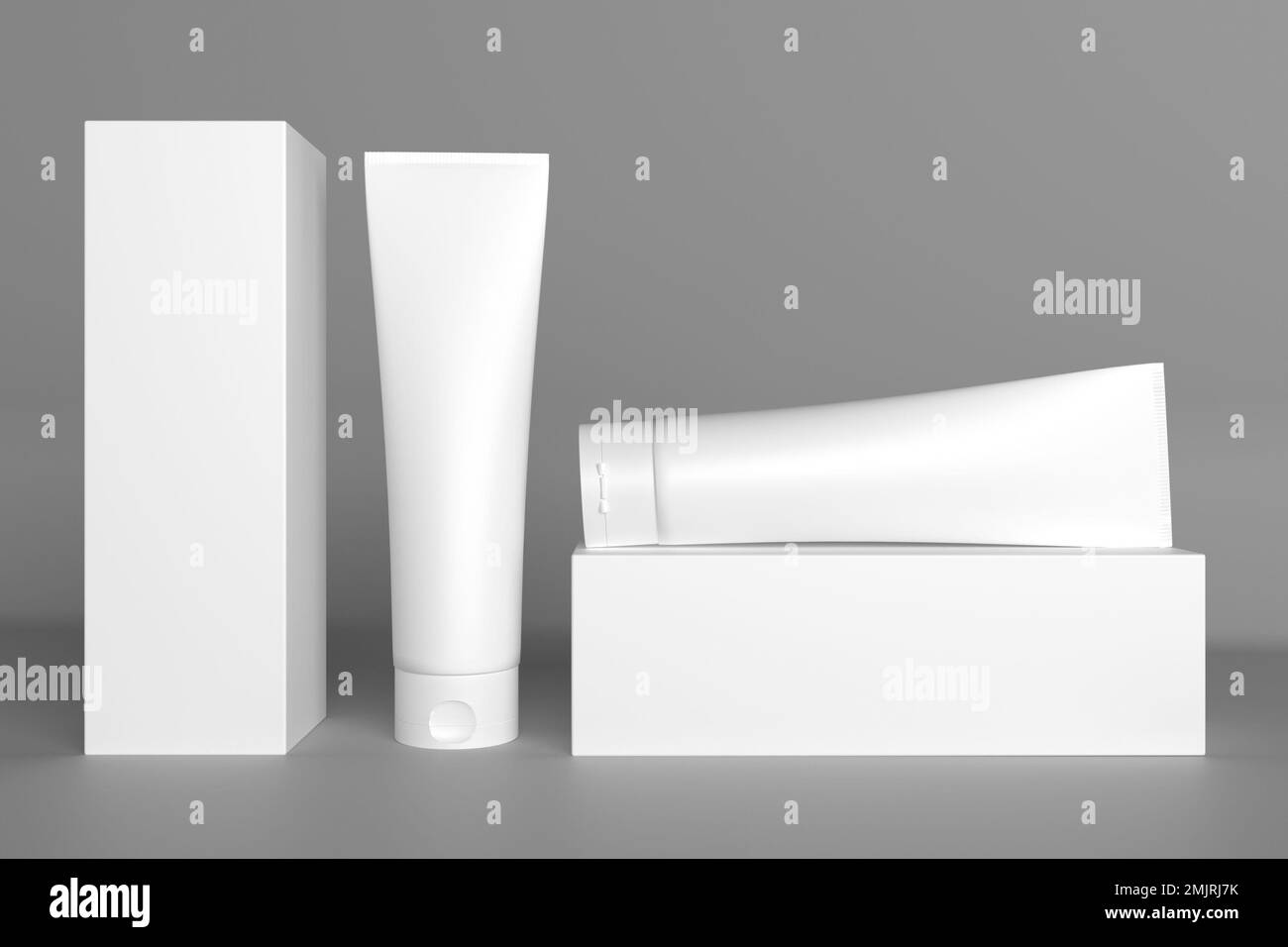 3d rendering, packaging template for cream or cosmetics with boxes ...