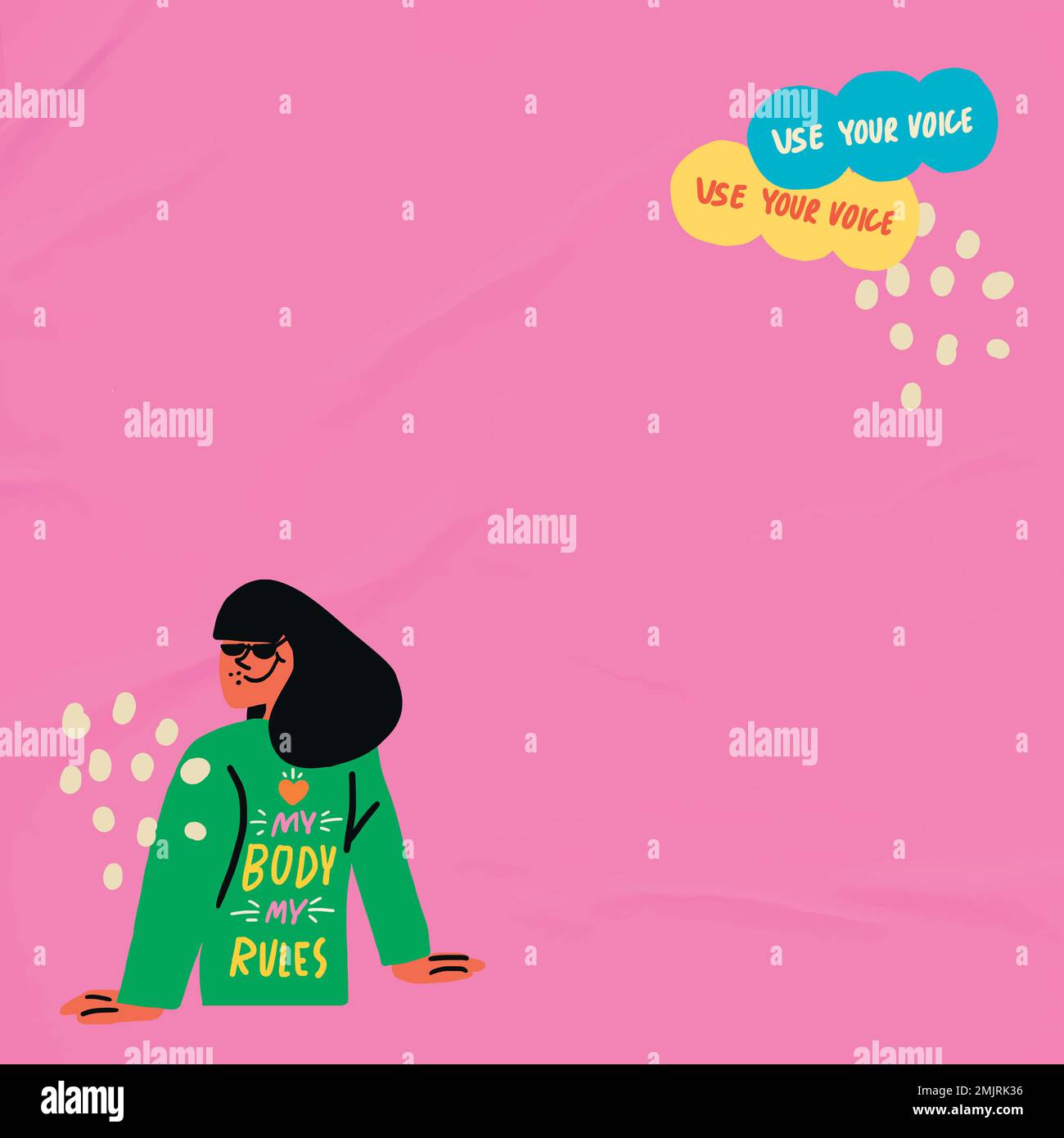 Woman empowerment border frame editable vector pink pop art style Stock ...
