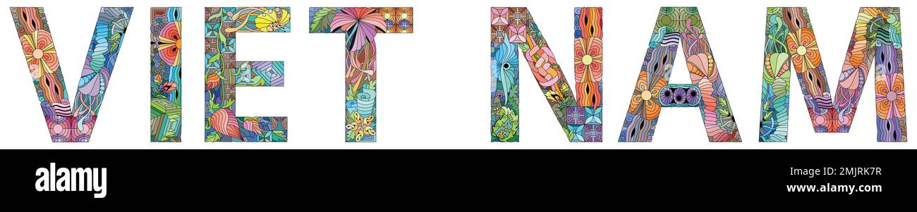 Word Viet Nam. Hand-painted art design. Illustration for t -shirt ...