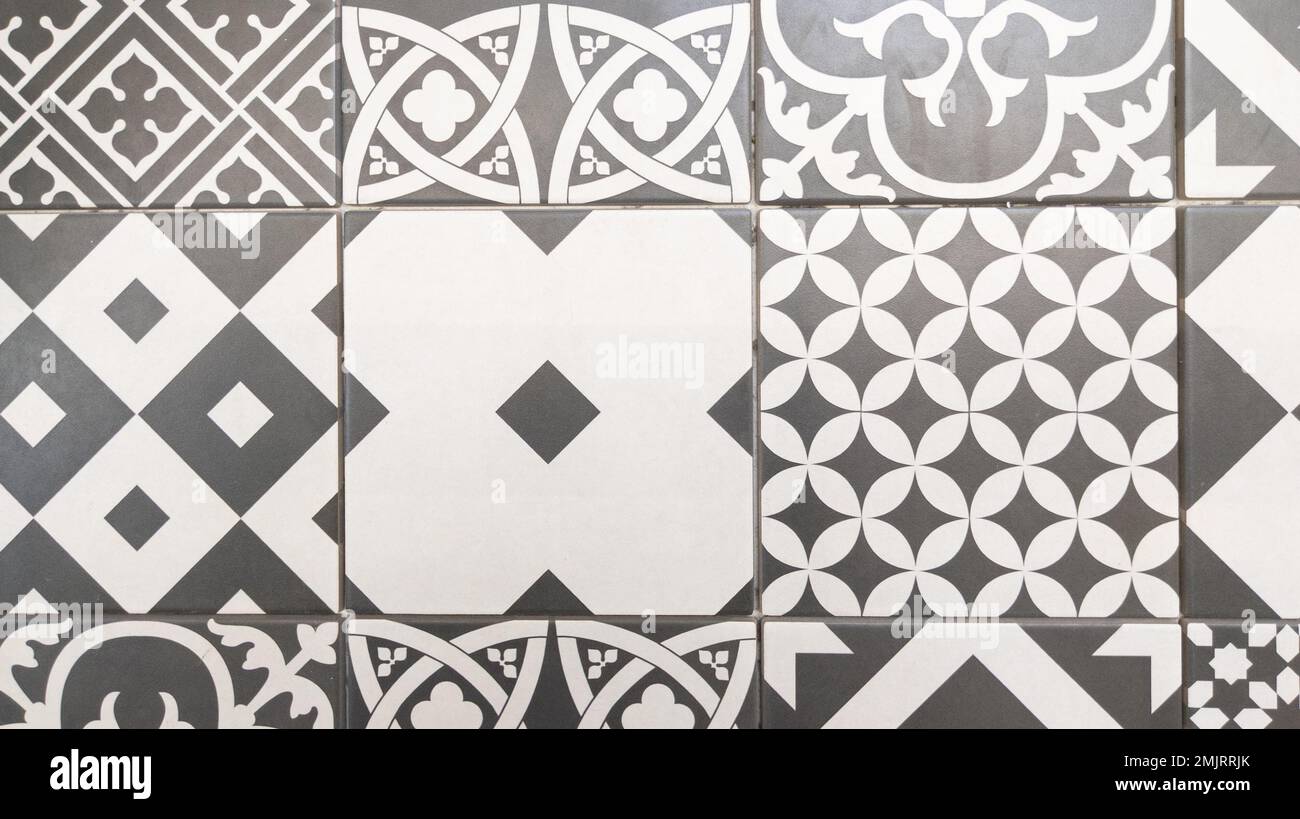 pattern floral Azulejo patchwork mosaic tile wallpaper vintage retro ...