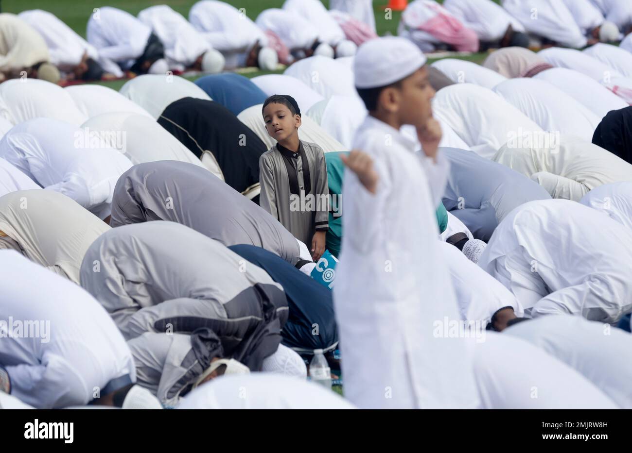Panama's Muslims pray during Eid al-Fitr prayer, which marks the end of ...
