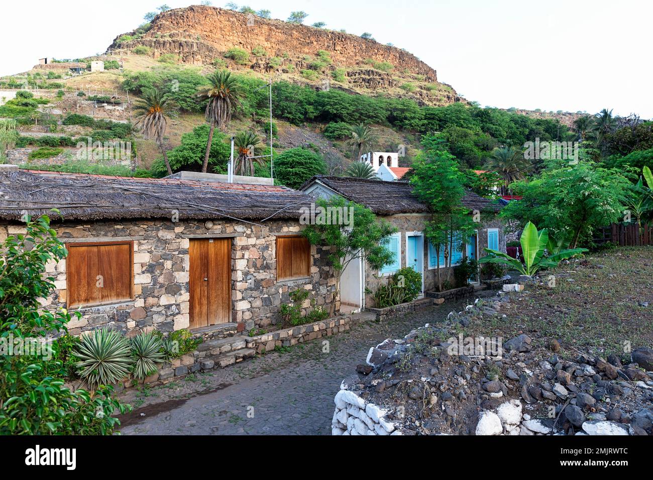 Beautiful, tradtional stone houses on Rua Banana Street in historical ...