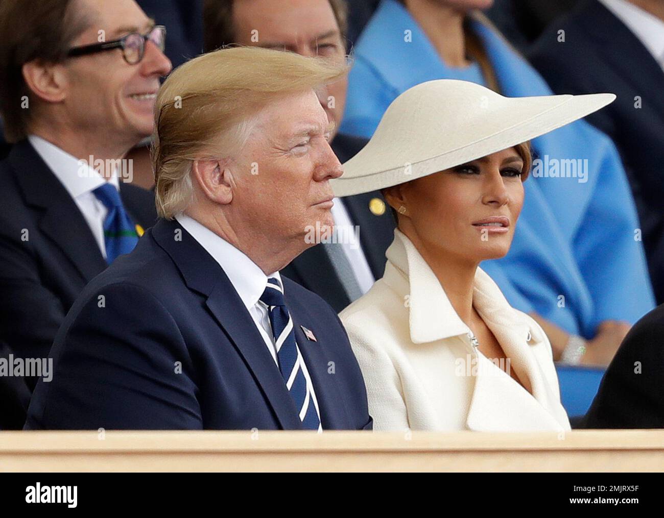 President Donald Trump and first lady Melania Trump attend an event to ...