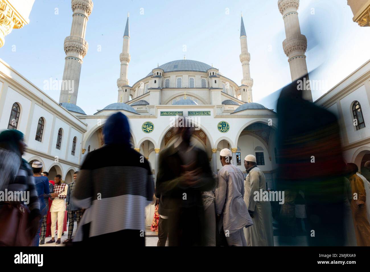 Worshippers at the Nizamiye Mosque in Midrand, Johannesburg, South ...