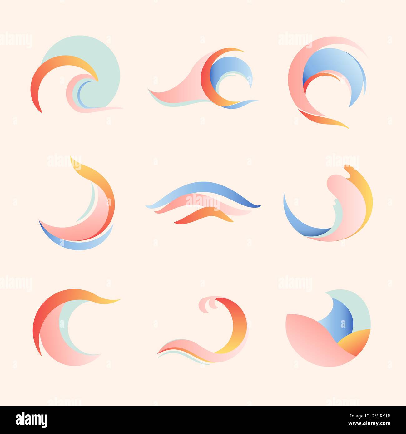 Ocean wave sticker, aesthetic water clipart, pastel logo element for ...