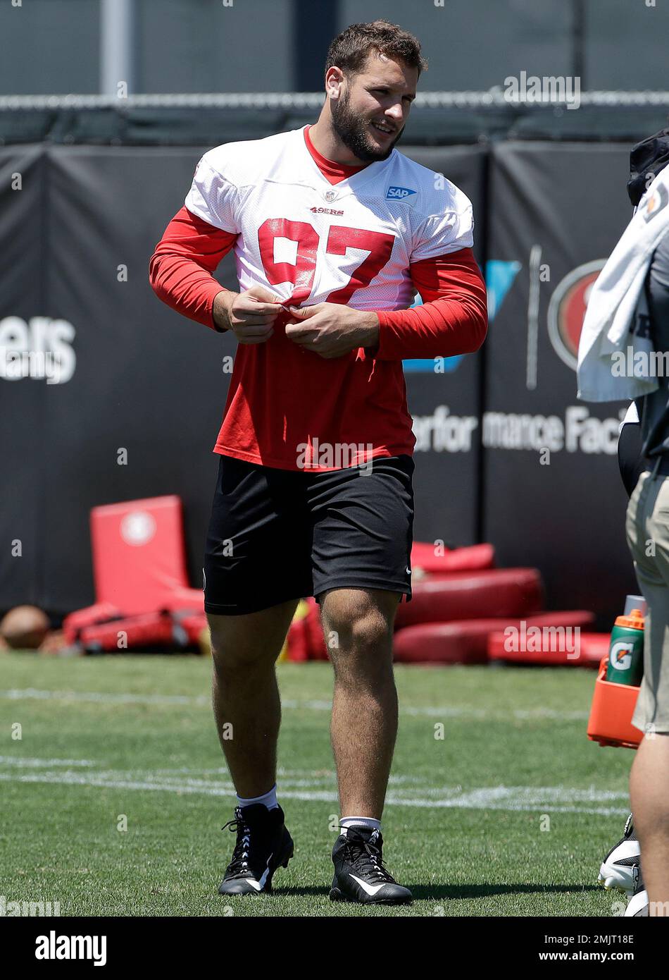 San Francisco 49ers' Joey Bosa walks on the field at the team's NFL ...