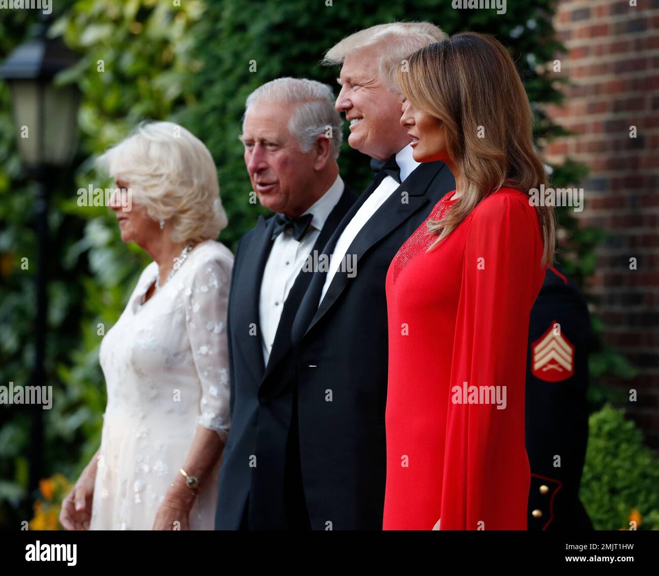President Donald Trump and first lady Melania Trump pose for a ...