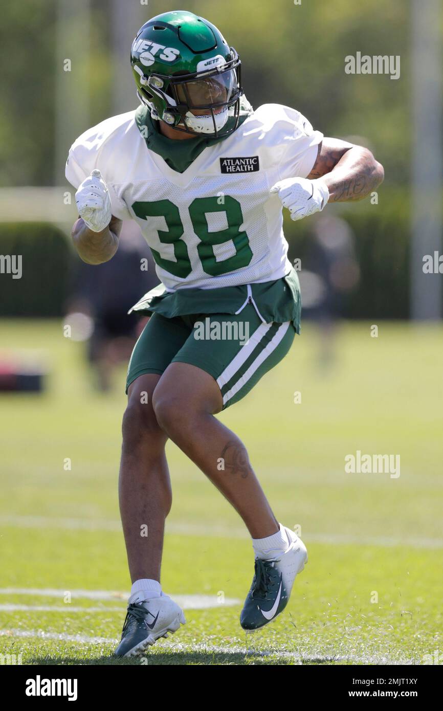 New York Jets defensive back Brandon Bryant runs a drill at the team's ...