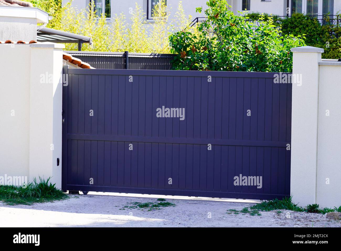 grey portal house steel sliding door aluminum gray gate at modern home ...