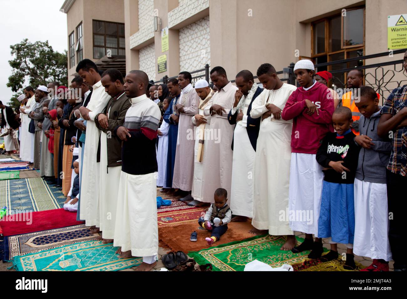 Kenyan Muslims stand for prayers outside Masjid As Salaam to pray ...