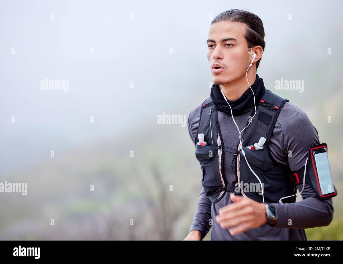 Man, runner and exercise for training, outdoor or workout for health ...