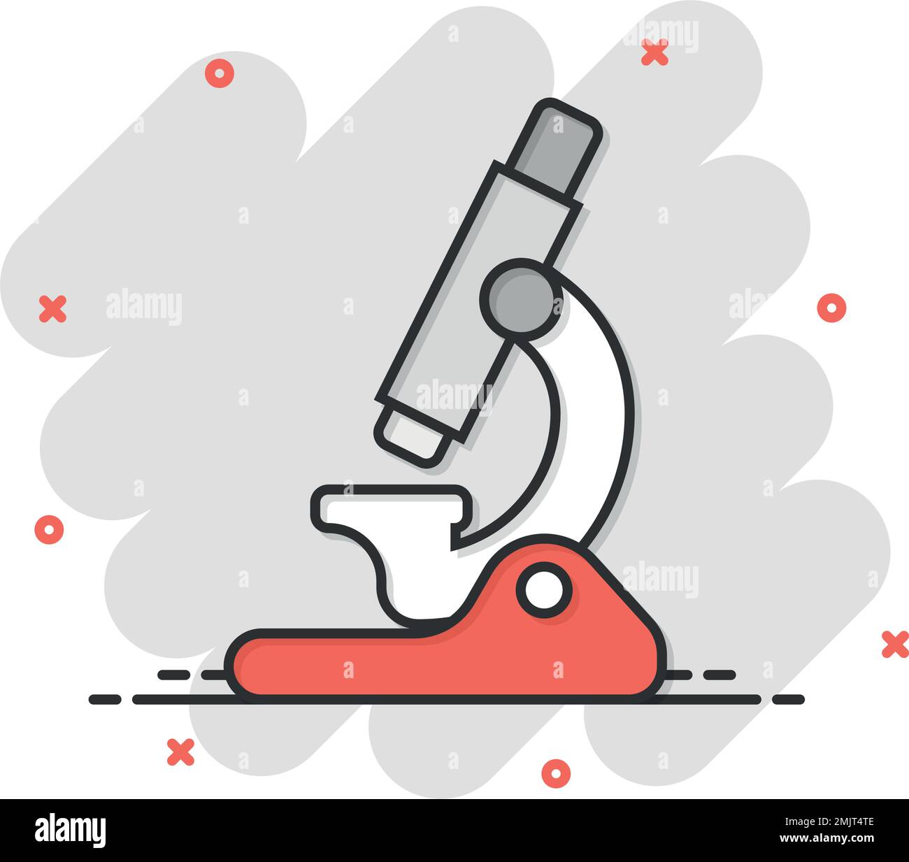 Microscope icon in comic style. Laboratory magnifier cartoon vector ...