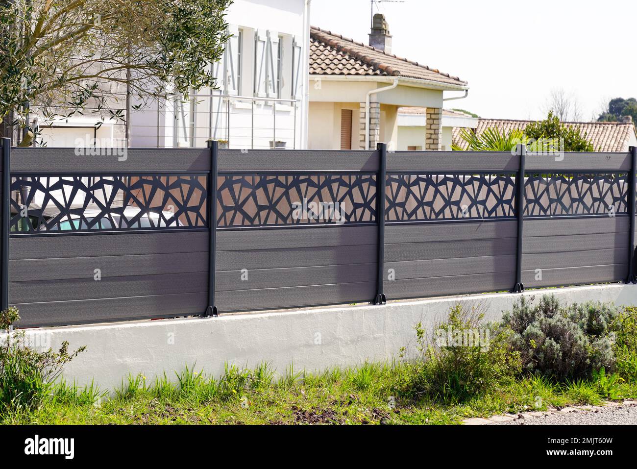 wall grey modern barrier of suburb house design protection view home ...