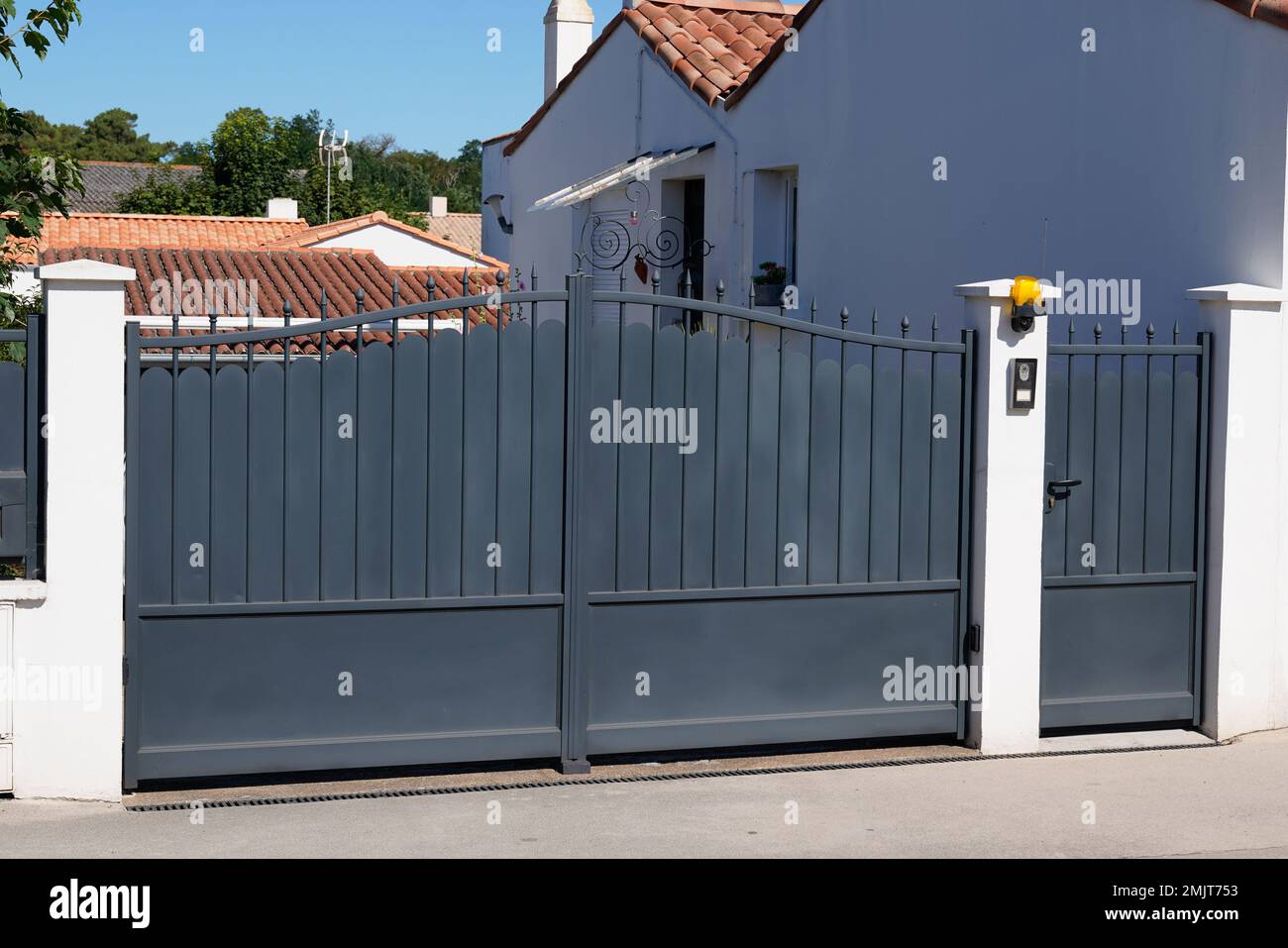 grey steel classic old vintage portal style metal driveway entrance ...