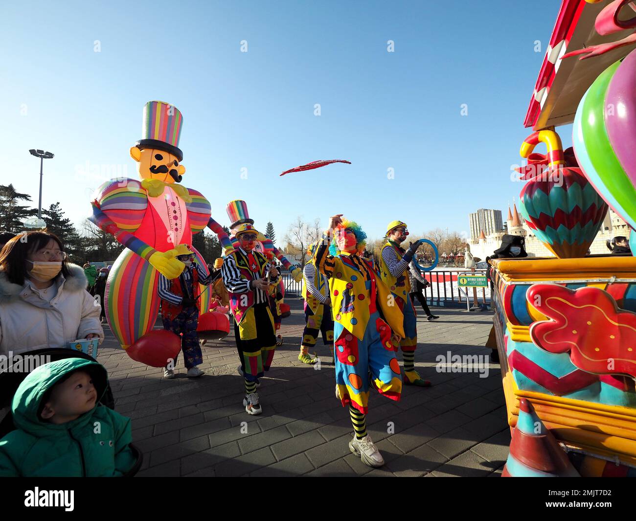BEIJING, CHINA - JANUARY 28, 2023 - A float parade attracts visitors at ...