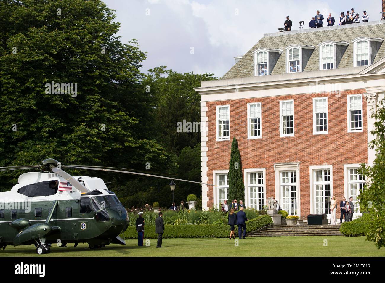 President Donald Trump and first lady Melania Trump arrive at Winfield ...