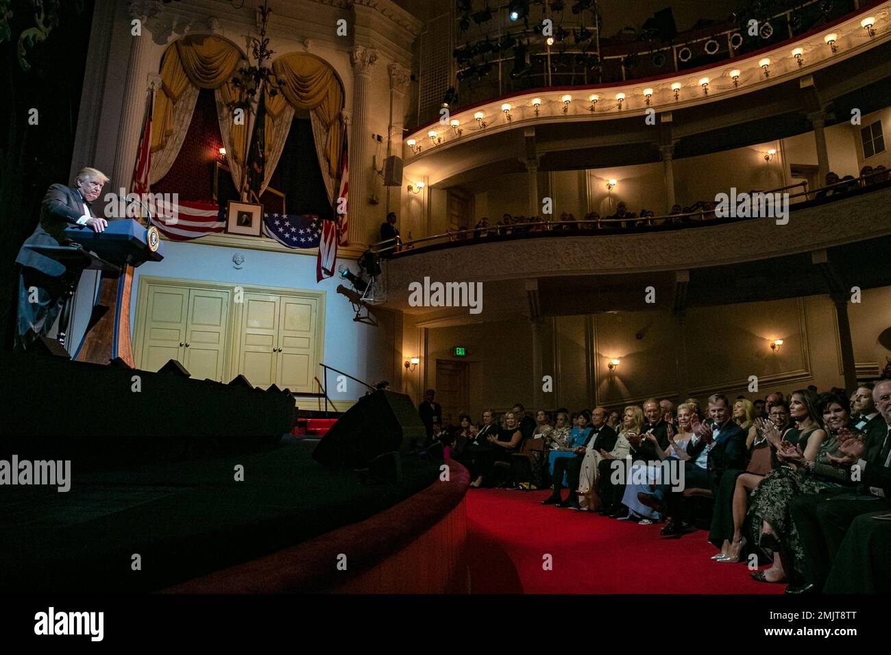 President Donald Trump speaks at the Ford's Theatre Annual Gala, Sunday ...