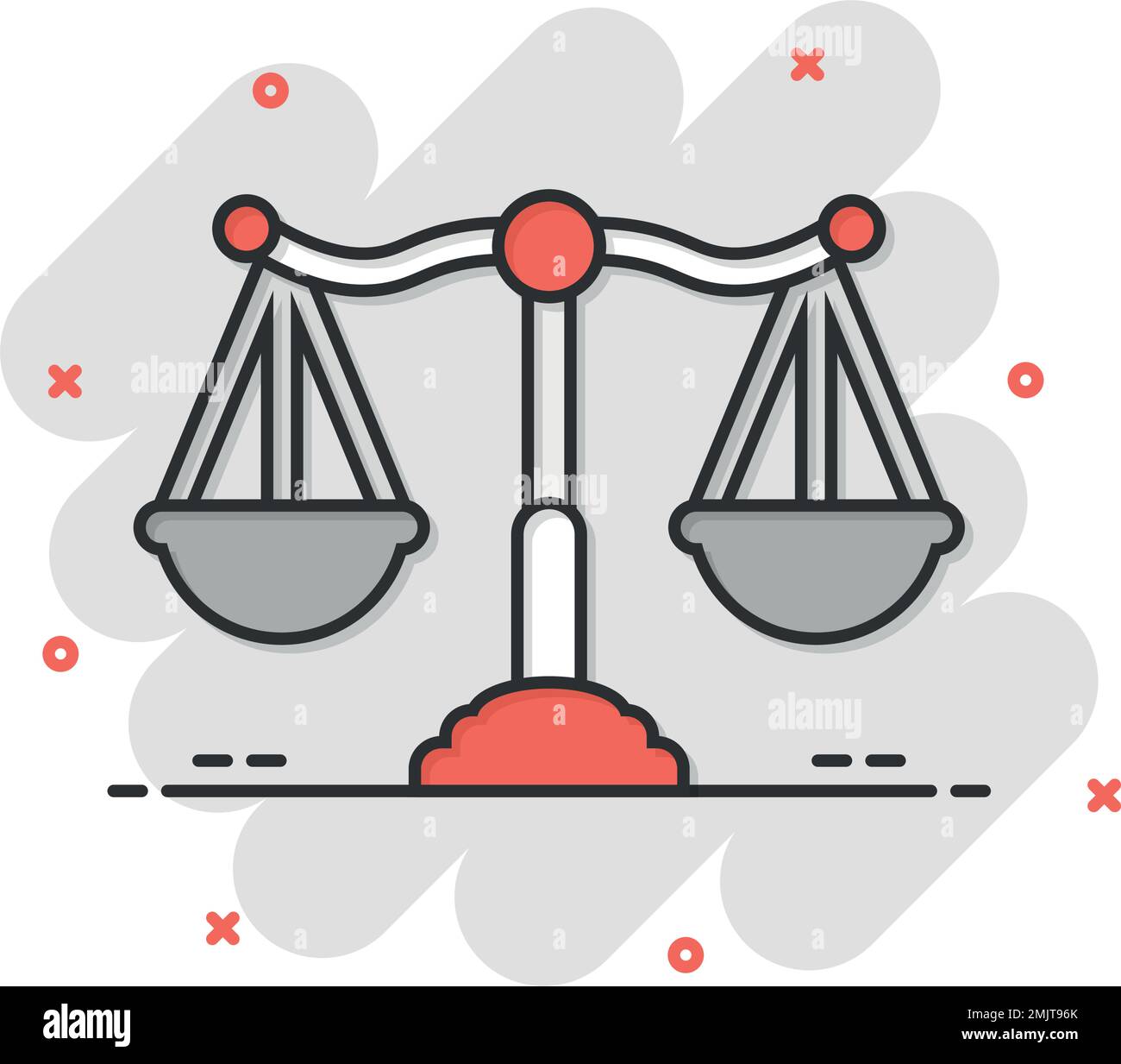 Scales icon in comic style. Libra cartoon vector illustration on ...