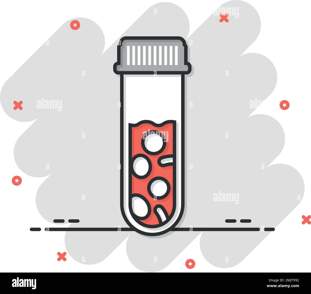 Blood test tube icon in comic style. Hematology cartoon vector ...