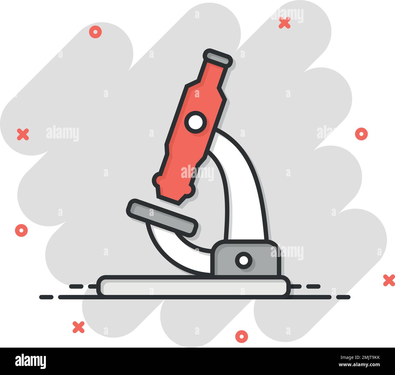 Microscope icon in comic style. Laboratory magnifier cartoon vector ...