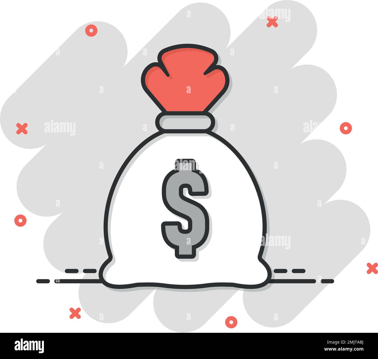 Money bag icon in comic style. Moneybag cartoon vector illustration on ...