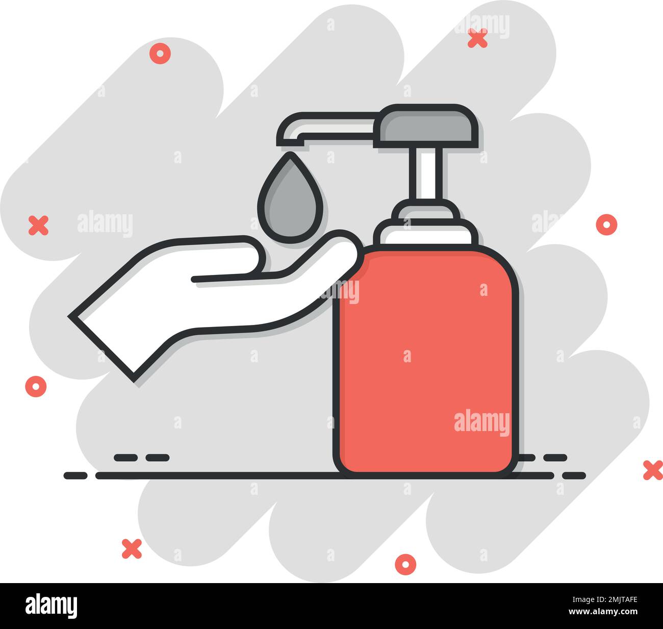Hand sanitizer icon in comic style. Antiseptic bottle cartoon vector ...