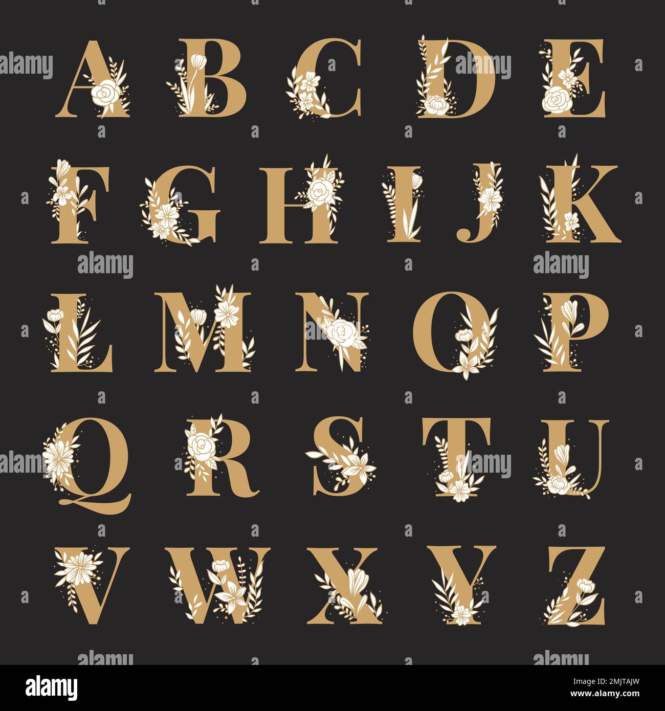 Floral alphabet font typography vector Stock Vector Image & Art - Alamy