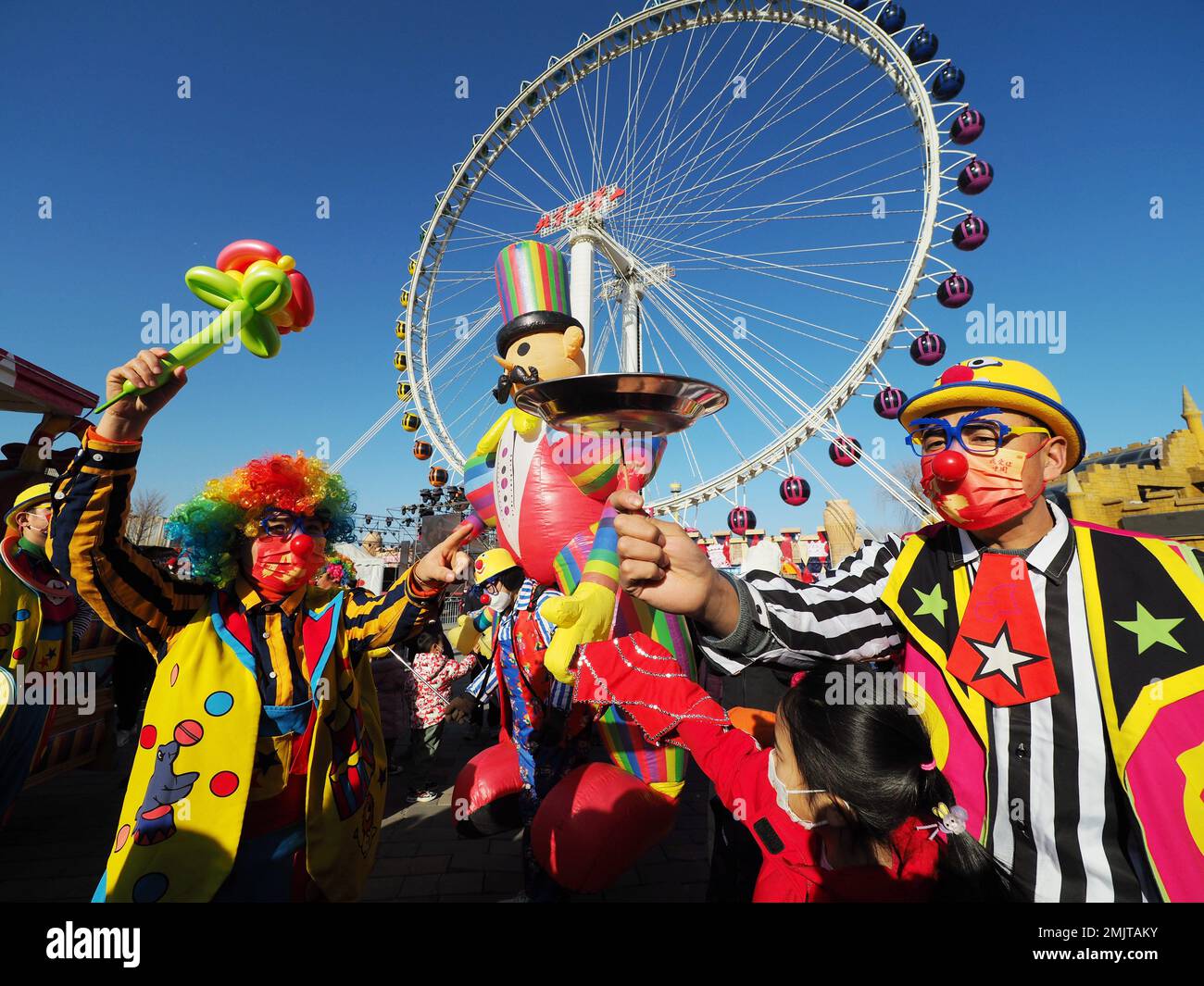 BEIJING, CHINA - JANUARY 28, 2023 - A float parade attracts visitors at ...